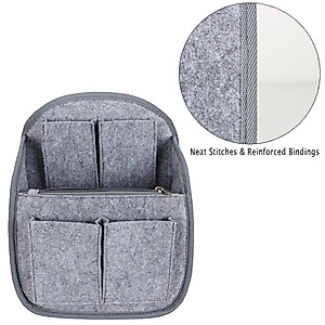 LUXJA Mini Backpack Organizer, Small Felt Organizer Insert for Backpack, Gray