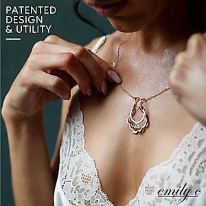 Emily C Original Patented s925 Rose Gold Ring Holder Necklace - Sterling Silver Base plated with 14 Karat Rose Gold - Women & Men Wedding Ring Holder Necklace - Gift for Mother,Wife,Nurse,Doctor