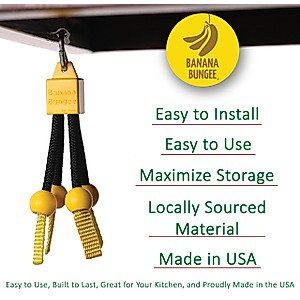 Banana Bungee The Original Banana Hanger Under Cabinet Banana Hook Under Cabinet & Banana Holder Stand Alternative - Made in The USA - Banana Storage for Multiple or Single Banana Holder Hook