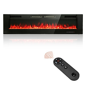 MAISON ARTS 72" Electric Fireplace Indoor Wall Mounted & Recessed Fireplace Heater with Remote Control & Touch Screen,8hrs Timer, Adjustable Flame & Bed Colors and Speed for Bedroom Living Room,1500W