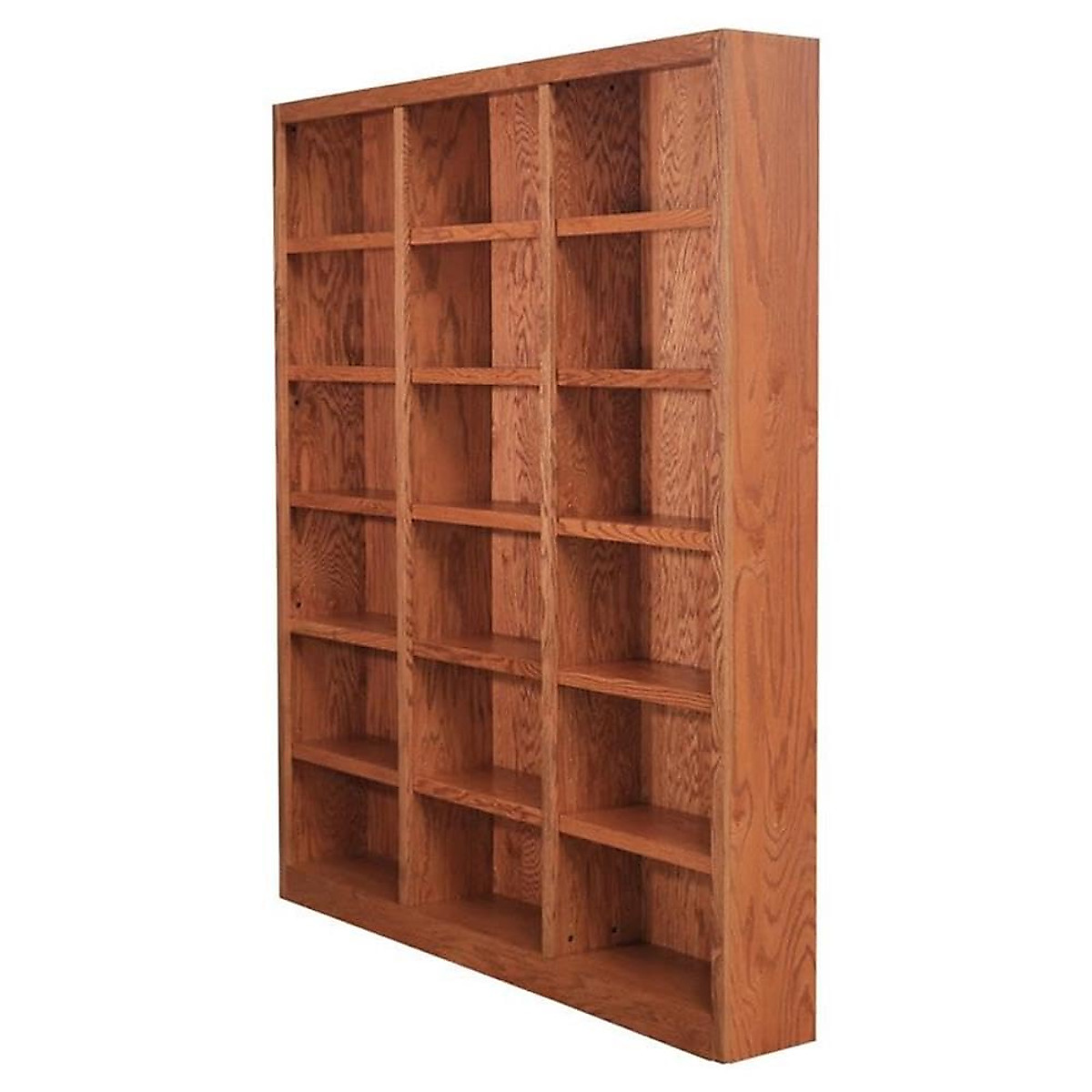 Home Square 84" Tall 18-Shelf Triple Wide Wood Bookcase in Dry Oak - Set of 2