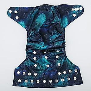 Sigzagor Baby Pocket Diaper Nappy Reusable Washable 8lbs to 36lbs (Whale Stars)