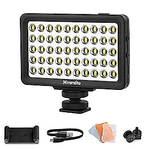 Commlite CM-L50 LED Camera Video Light, 50 LED 5700-6000K Dimmable Mini Panel Light for Smartphones and Cameras, fit for Canon, Sony, Nikon, iPhone, Samsung, Huawei Phones