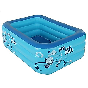 PVC Inflatable Swimming Pool Children Adult Square Bathing Tub Outdoor Garden Home 1.8M/3