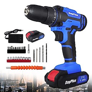 Cordless Drill Driver Set Electric Power Drill Set with 1 Battery & Charger, 3/8” Keyless Chuck, 2 Variable Speed, 400 In-lb Torque, 25+1 Position and 26pcs Drill/Driver Bits