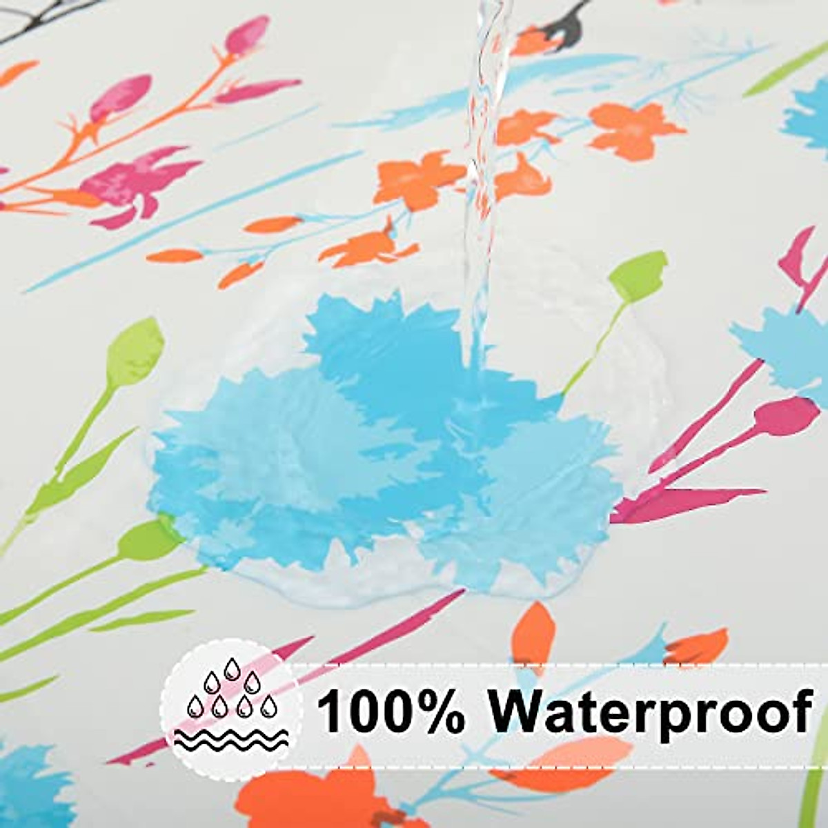 misaya Round Fitted Tablecloth with Elastic Edge, 100% Waterproof Oil Proof Plastic Table Cover, Vinyl Flannel Backed Table Cloth Fits 36"-44" Round Tables for Dinner, Outdoor, Picnic, Flowers