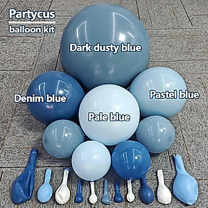 Dusty Blue Balloon Arch Kit - Double Stuffed Dark Blue Baby Blue Balloon Garland Pastel Dark Teal Light Blue Latex Balloons for Baby Shower Birthday Wedding Graduation Party Decoration