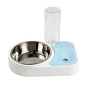 ZLXDP Double Pet Bowls Dog Food Water Feeder Pet Drinking Dish Feeder Cats Puppy Feeding Supplies Small Dog Accessories Stainless Steel (Color : Blue)