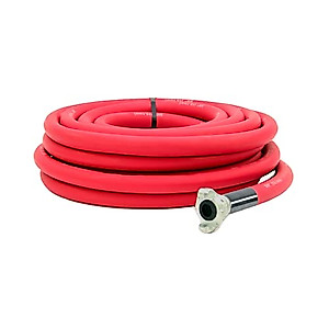 Jackhammer Air Hose - Rubber Pneumatic Hose Assembly for Jack Hammers & Air Tools with 3/4" Universal Chicago Couplings For Air Compressors (50ft, Red)