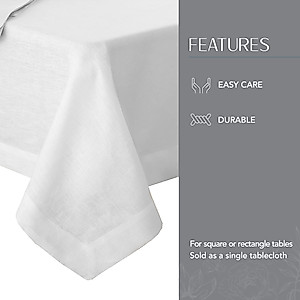 Elrene Home Fashions Villeroy & Boch La Classica Linen Tablecloth, Great for Formal Dining or Everyday Use, 70 Inches by 146 Inches, White