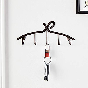 Spectrum Diversified Leaf Wall Mount 5 Hook Key Rack Hanging Entryway Organizer, Bronze