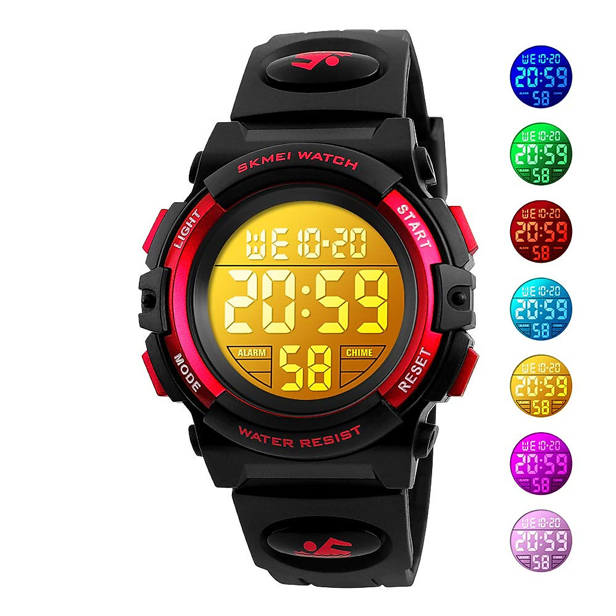 Digital Watch for Girls Ages 4-15, Kids Red Digital Sports Waterproof Outdoor Analog Electronic Watches with Alarm Stopwatch, Children Birthday Presents Gifts Toys for Age 4-12 Year Old Boys Girls