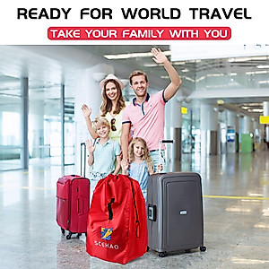 Car Seat Travel Bag and Stroller Bag for Airplane (Red Set）