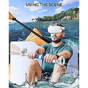 Amavasion 2 in 1 Long Arms & Handle Attachments Compatible with Meta/Oculus Quest 2 Hand Controllers,Extension Grips Compatible with Gorilla Tag/Beat Saber/Golf/More VR Games-Blue/Blue