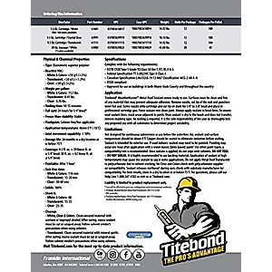 Titebond WeatherMaster Metal Roof Sealant 61001 White 10.1-Oz (Case of 12 Cartridges)