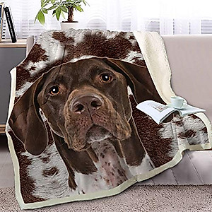 BlessLiving German Shorthair Dog Throw Soft Blanket Sherpa Fleece Lined Blanket Pet and Dog Lovers Home Throw Blankets (Throw, 50 x 60 Inches)