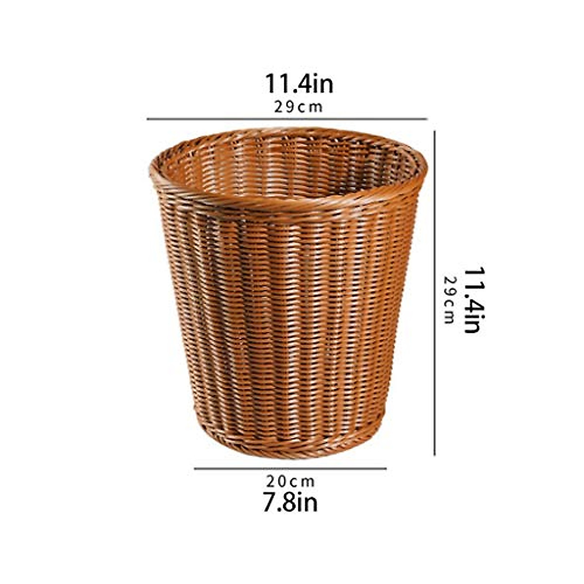 Trash can Rattan Trash Can Handmade Retro Garbage Bin for Kitchen Bathroom Office Living Room,Round Woven Waste Basket Wastebasket Bin (Color : Ax2)