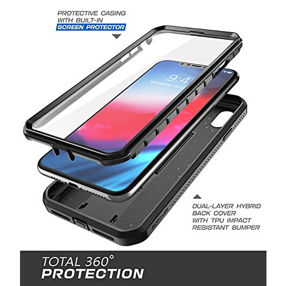 SUPCASE Unicorn Beetle Pro Series Case Designed, with Built-In Screen Protector Full-Body Rugged Holster Case for iPhone XR 6.1 Inch (2018 Release) (Black)