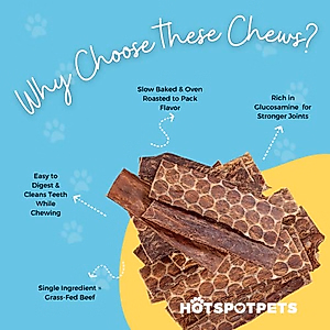 hotspot pets Beef Dog Treats Esophagus (6 Inches) - 100% Natural Healthy Chews for Dogs - Meat Jerky Snack with No Preservatives, Hormones & Antibiotics from Grass Fed Cattle (20 Pack)