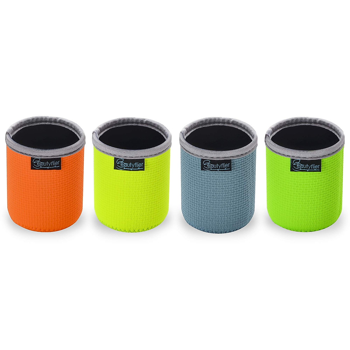 Beautyflier Pack of 4 Anti-Slip Embossed Neoprene Bottle Insulator Sleeve Thick Collapsible Drink Can Sleeve Cover For Camping Party (7.5oz)