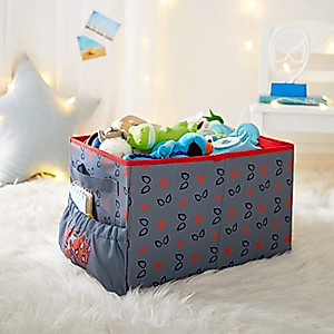Marvel Spiderman Kids Collapsible Storage Organizer Bin with Front Pocket,9" H x 10" W x 15" L