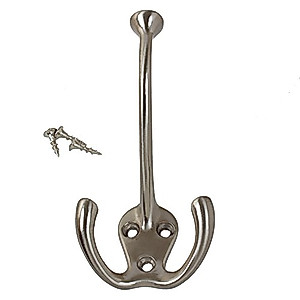 GlideRite Hardware 7011-SN-25 Large 4.5 x 2.5 inch Robe/Coat/Hat Tri-Hooks 25 Pack, Satin Nickel Finish