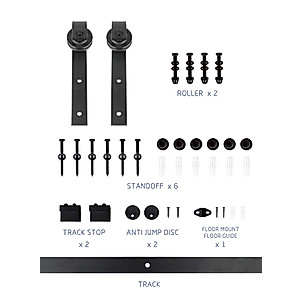 S&Z TOPHAND® 36 in x 84 in Brown British Brace Knotty Barn Door with 6.6FT Sliding Door Hardware Kit/Double -Sided Door Handle/Solid Wood/Double Surfaces/Simple Assembly is Required