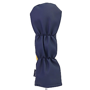 Majek Retro Golf Headcovers Blue White and Yellow Vintage Leather Style 1 & 5 Driver Fairway Head Cover Fits 460cc Drivers Classic Look