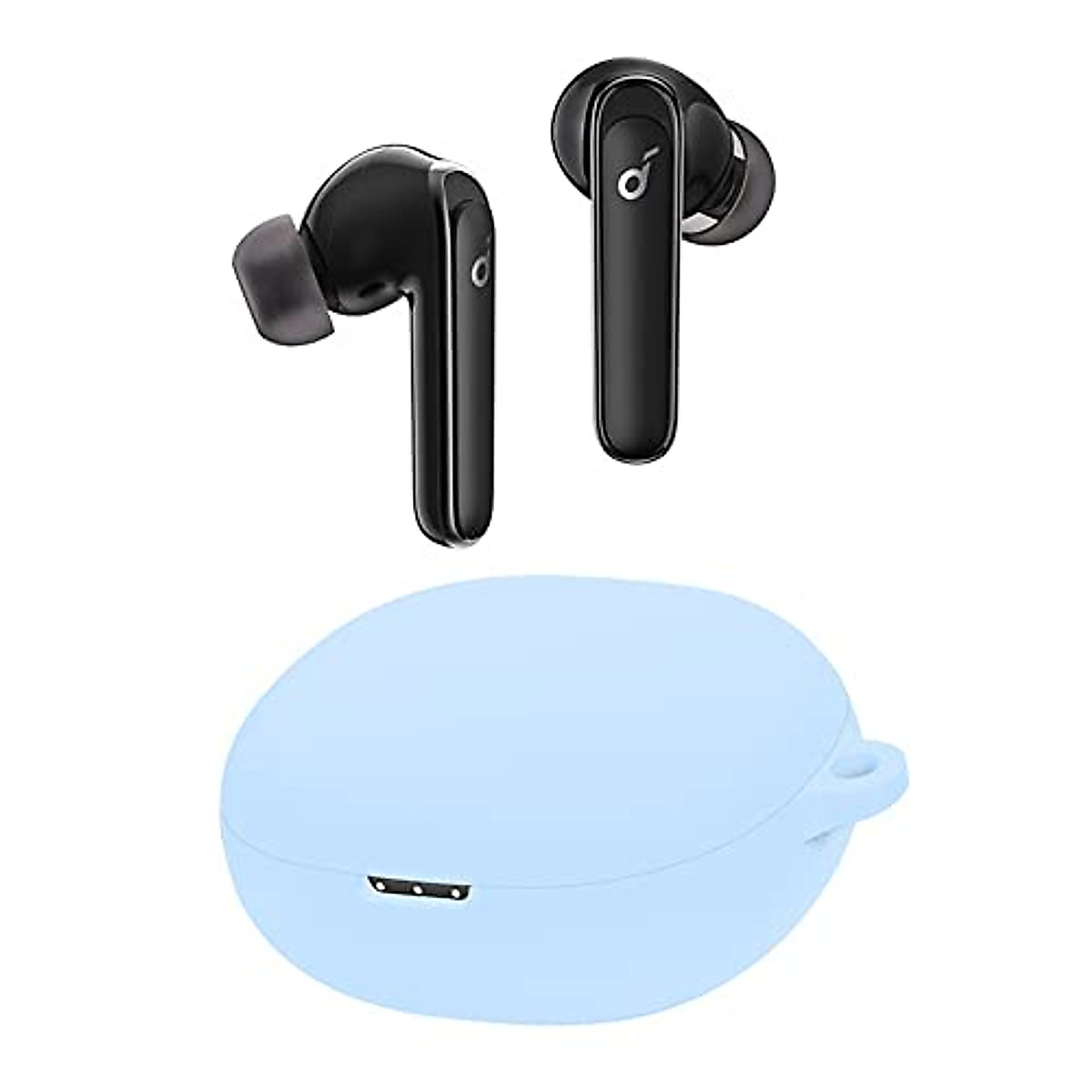 2 Pack DAYJOY Soft Rubber Silicone Protective Case Cover Compatible with Anker Soundcore Life P3 Earphone, Protective Skin Sleeve with Key Chain for Soundcore Life P3 (Sky Blue+Green)