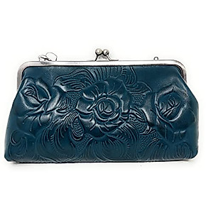 Patricia Nash Tooled Leather Potenaz Frame Clutch, Blue Coral