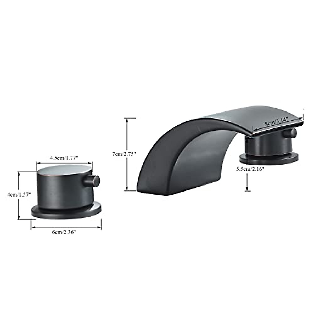 Oulantron ORB Waterfall Bathroom Faucet Widespread for Sink, Bathroom Basin Sink Faucet LED with Changing, 3 Holes 2 Handle Basin Mixer Tap Solid Brass Vanity Bathroom Sink Faucet