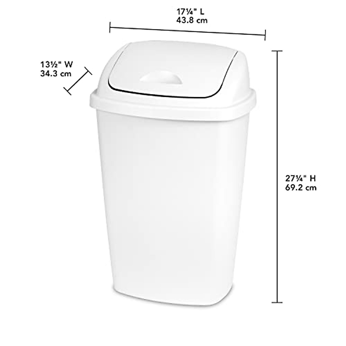 Sterilite 10888004 13.2 Gallon/50 Liter SwingTop Wastebasket, White, 4-Pack