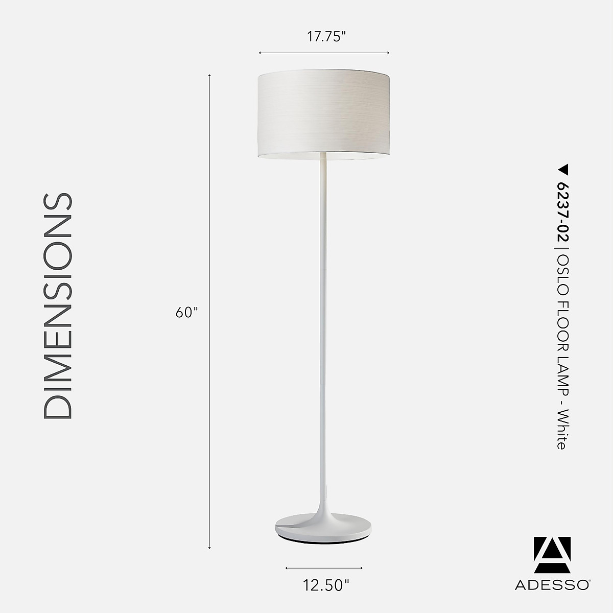 Adesso 6237-02 Oslo Floor Lamp – Corrosion Resistant, Scratch Proof, White Matte Finish Lighting Equipment with Metal Body. Tools & Home Improvement,Matte White