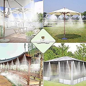 Mister System for Outside patio 65Ft (20M), Outdoor Misting System, Patio Misters for Cooling, Backyard Water Mister Kit for Waterpark, Garden, Greenhouse, Canopy, Porch, Umbrella, Gazebo, Trampoline