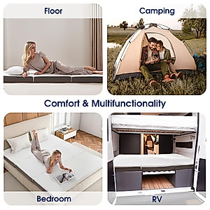 BedLuxury 4 Inch Tri Folding Mattress Twin Size with Storage Bag, Foldable Memory Foam Topper Portable Floor Guest Bed with Removable Cover, Breathable Washable