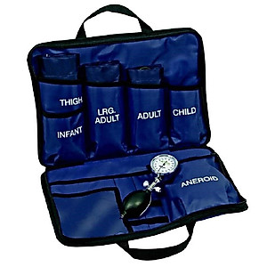 LINE2design Blood Pressure Aneroid Kit System - EMS Emergency Portable Travel Size First Aid Large Adult-Child Manual BP Universal Cuffs Kit-5 with 5 Different Sized Durable Cuffs Trauma Kits