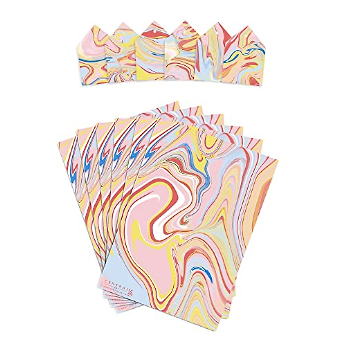 CENTRAL 23 Marble Wrapping Paper For Women Men - 6 Thick Gift Wrap Sheet - Pastel Colors - Wrapping Paper For Birthday Bridal Shower Anniversary - Comes With Fun Stickers