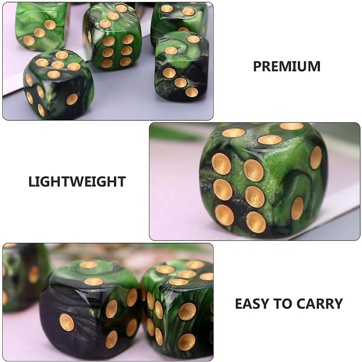 Toyvian 6- Sided Dice Set 25pcs 16mm Standard Rounded Translucent Black