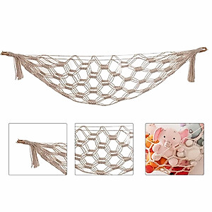 Toy Storage Hammock for Stuffed Animals Boho Storage Hammock Plush Toy Storage Net Soft Toy Net Hammock for Kids Room
