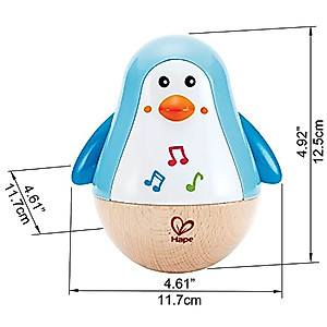Hape Penguin Musical Wobbler | Colorful Wobbling Melody Penguin, Roly Poly Toy for Kids 6 Months+, Multicolor, 5'' x 2'' (E0331) , Blue