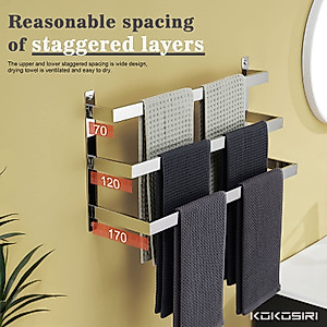 KOKOSIRI Towel Bars Bath Towel Holders Chrome Bathroom 3-Tiers Ladder Towel Rails Wall Mounted Towels Shelves Rack Polished Stainless Steel, B5006CH-L24