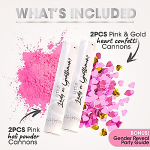 Gender Reveal Confetti Cannon Bulk - Set of 4 - Biodegradable Gender Reveal Powder Cannon and Heart Shaped Blue Confetti Cannons | Gender Reveal Ideas, Boy Gender Reveal Poppers and Smoke Gender Reveal Cannons | Gender Reveal Smoke Bombs and Confetti | Ge