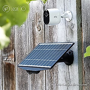 Leaf 10 5W Solar Panel Charger for Arlo Ultra, Ultra 2, Pro 3, and Pro 4 Outdoor Cameras with Magnetic Charging Cable and Adjustable Mount Extension Arm