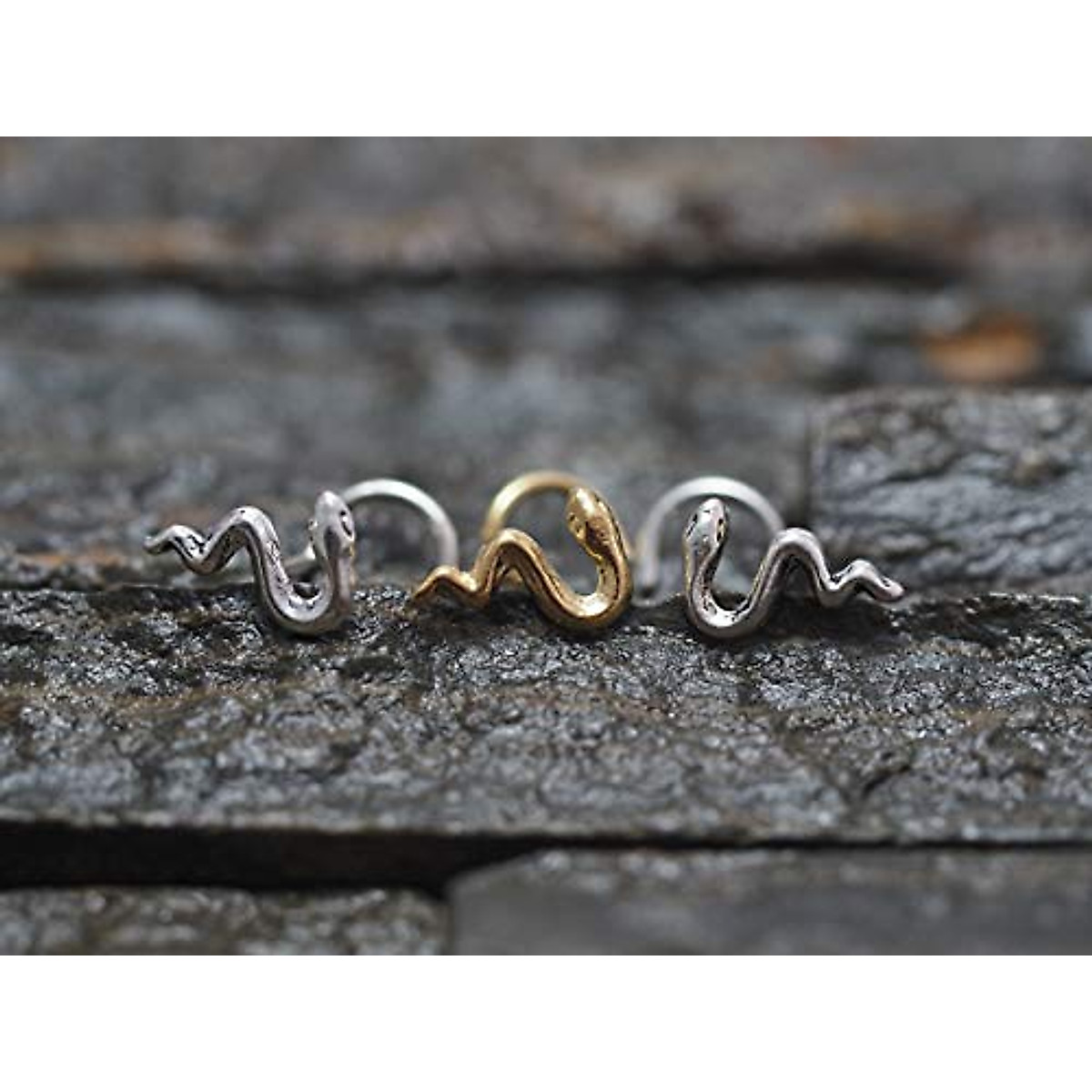 Thailand 18, 20, Gauge Mini Snake sterling silver nose stud/nose screw, Jewelry Nose Stud, Silver Nose ring, Nose Piercing, Body Jewelry (18g Right Screw Silver)