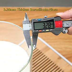 Recceng Glass Flour Containers with Lids Airtight 130 oz, Set of 2 Large Glass Jars for Flour and Sugar Wide Mouth with Wooden Lids, Flour Canister Glass for Baking Jars with Bamboo Lids for Coffee