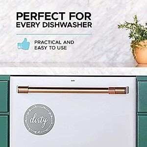 Dishwasher Magnet Clean Dirty Sign: Works on Stainless Steel Non Magnetic Dish Washers - 3.15" - Includes Magnetic Piece with Adhesive - Farmhouse Kitchen Accessories Decor, Apartment Necessities