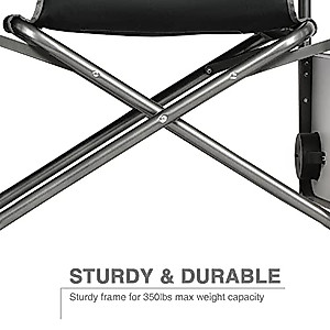 EVER ADVANCED Medium Tall Directors Chair Foldable Makeup Artist Chair Bar Height with Side Table Cup Holder and Storage Bag Footrest, Supports 350LBS (Grey, Seat Height: 23.2 inches)