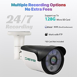 SV3C POE Camera, 4MP POE IP Security Camera Outdoor(Wired), Motion Detection, HD Infrared Night Vision, Metal Shell, IP66 Waterproof, Onvif Conformant, Support SD Card Record, RTSP, APP, PC