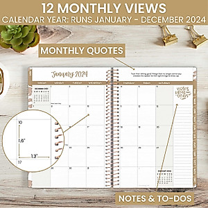 bloom daily planners 2024 Calendar Year Day Planner (January 2024 - December 2024) - 5.5” x 8.25” - Weekly/Monthly Agenda Organizer Book with Stickers & Bookmark - Tan Leopard