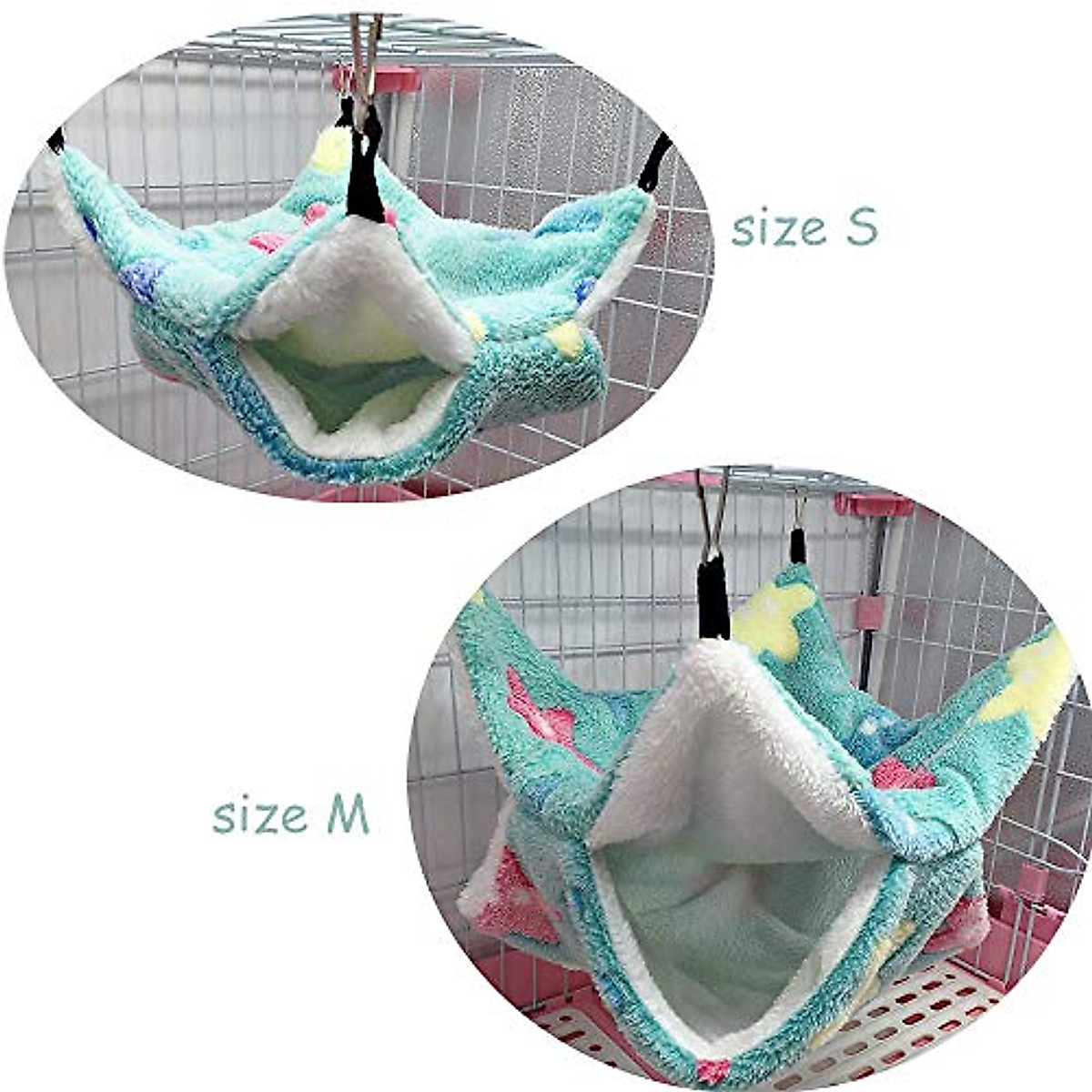 Oncpcare Small Pet Cage Hammock, Bunkbed Sugar Glider Hammock, Guinea Pig Cage Accessories Bedding, Warm Hammock for Parrot Ferret Squirrel Hamster Rat Playing Sleeping